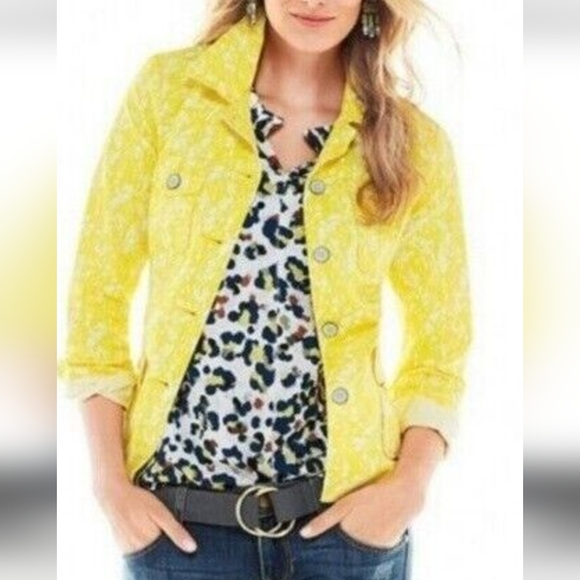 CAbi | Jackets & Coats | Cabi Yellow Floral Field Jacket | Poshmark